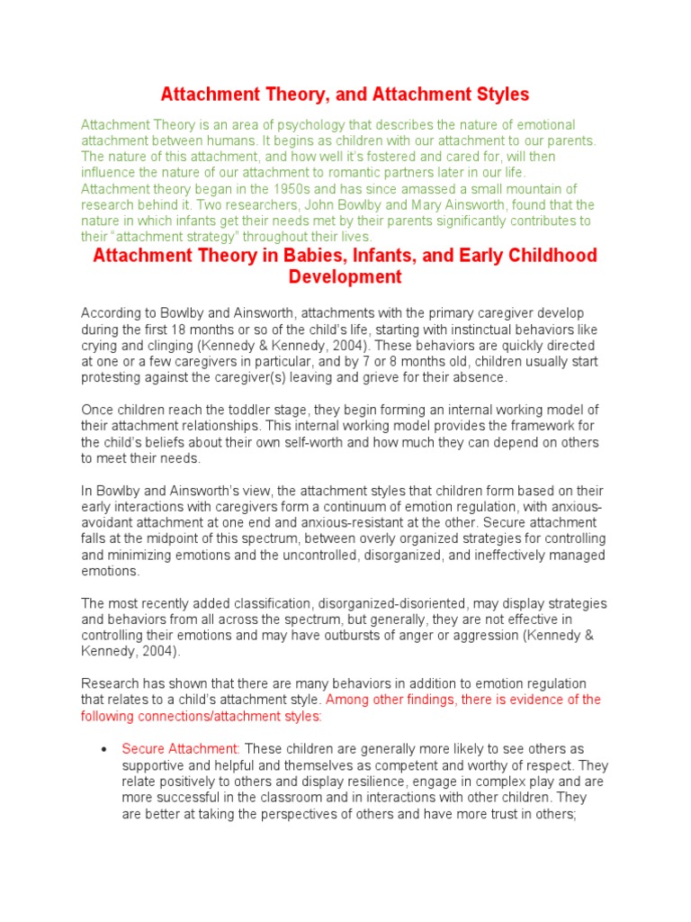 Attachment Theory Attachment Styles | PDF | Attachment Theory | Human ...