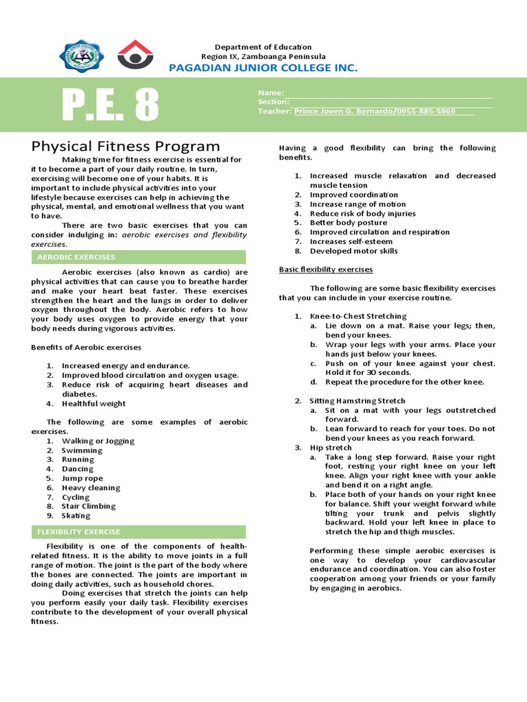 Week 7&8 Pe and Health | PDF | Flexibility (Anatomy) | Physical Fitness