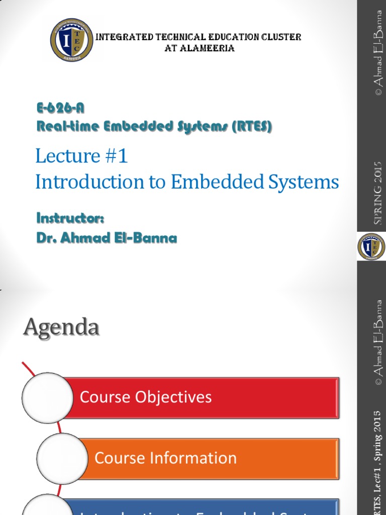 E626A Lec01 | PDF | Embedded System | Real Time Computing