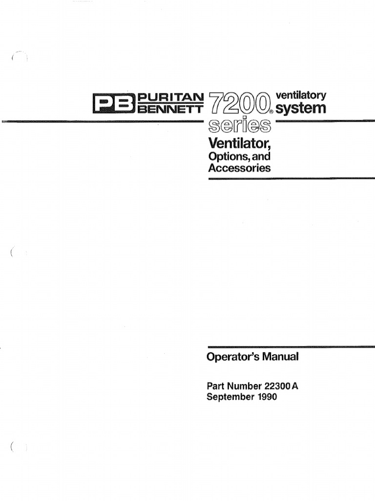 Puritan Bennett 7200 Ventilator - User Manual | PDF