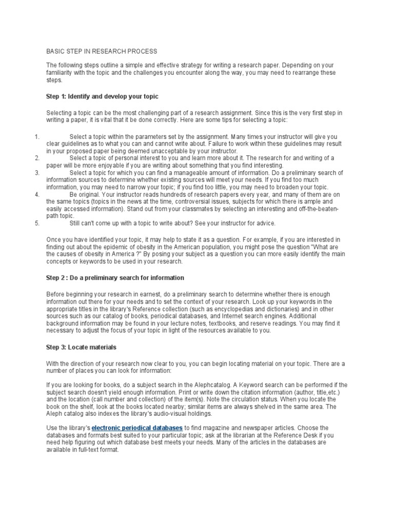 Basic Step in Research Process | PDF | Libraries | Citation