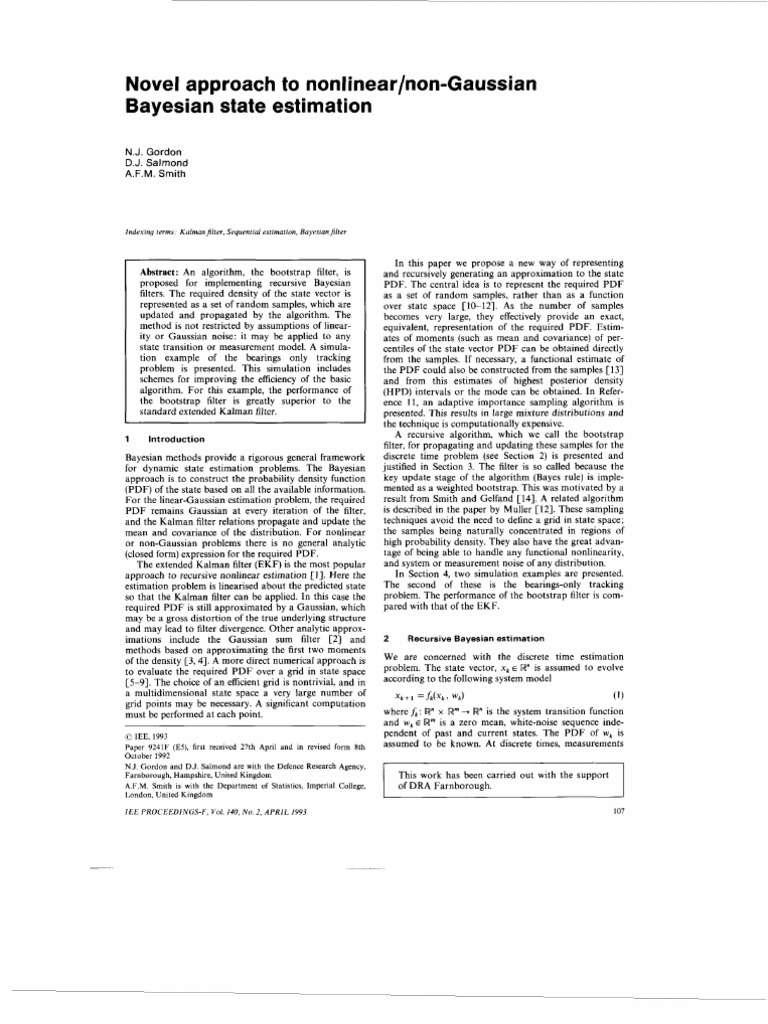 Bayesian Bootstrap Filter Explained | PDF | Kalman Filter | Bootstrapping (Statistics)