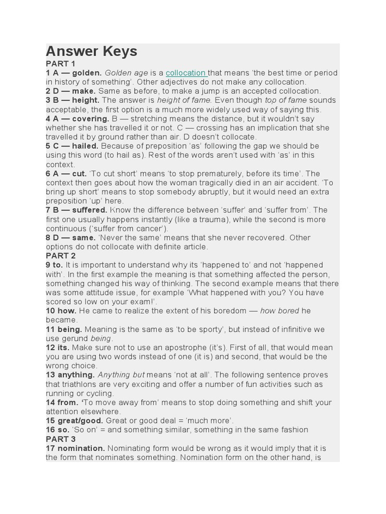 CAE Test Answer Key Overview | PDF | Grammar | Languages