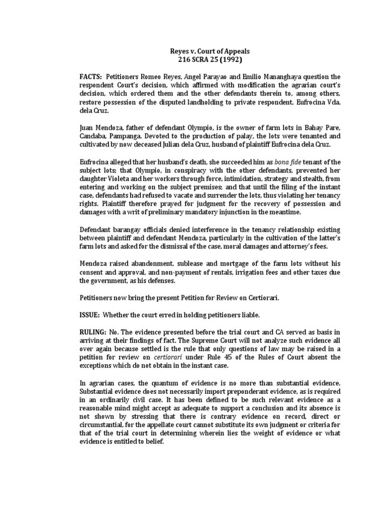 Reyes v. Court of Appeals | PDF | Certiorari | Lawsuit