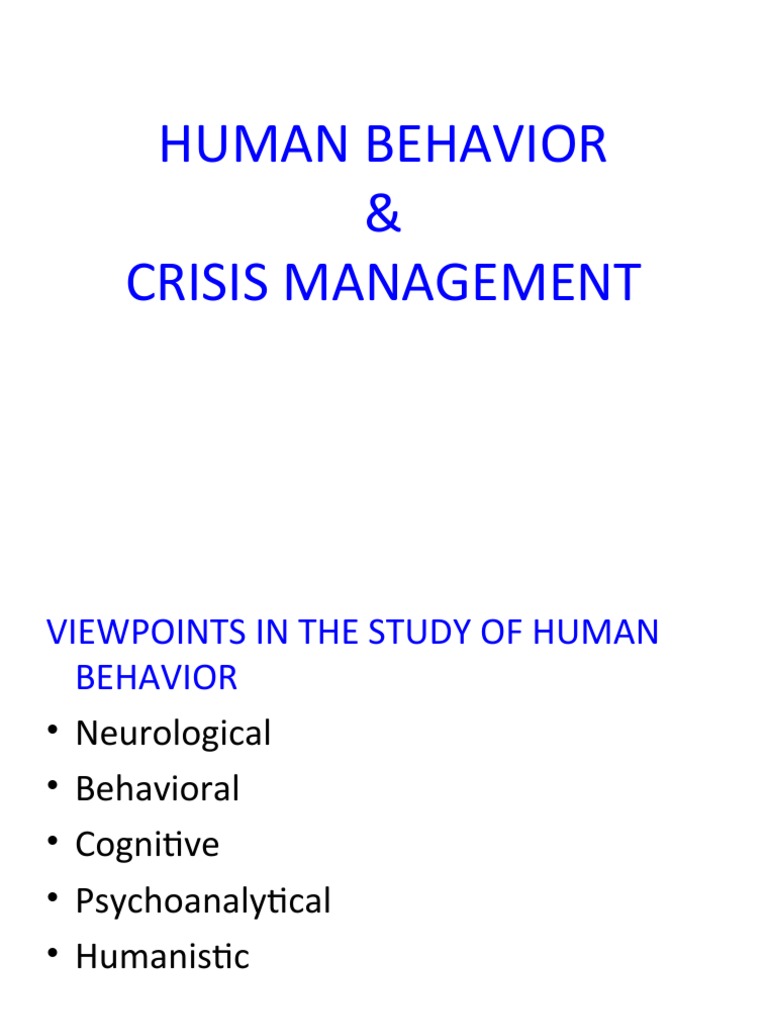 Human Behavior in Crisis Management | PDF | Mental Disorder ...