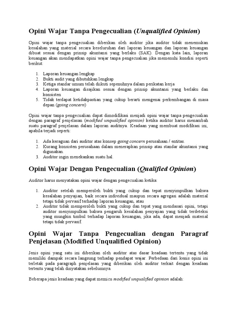 Opini Audit | PDF | Karier & Perkembangan