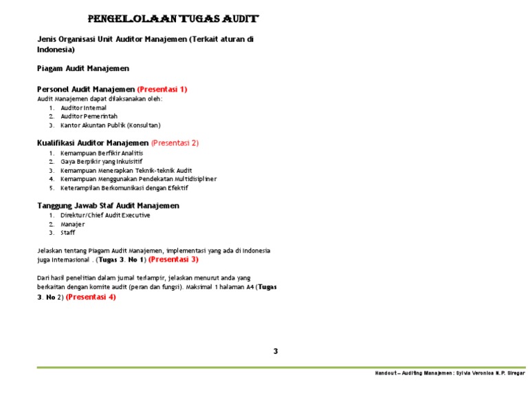 Audit Manaj - Handout 03.pengelolaan Tugas Audit-061020 | PDF