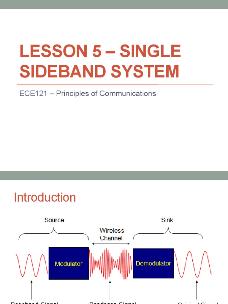 Lesson 5 - Single Sideband System: ECE121 - Principles of ...