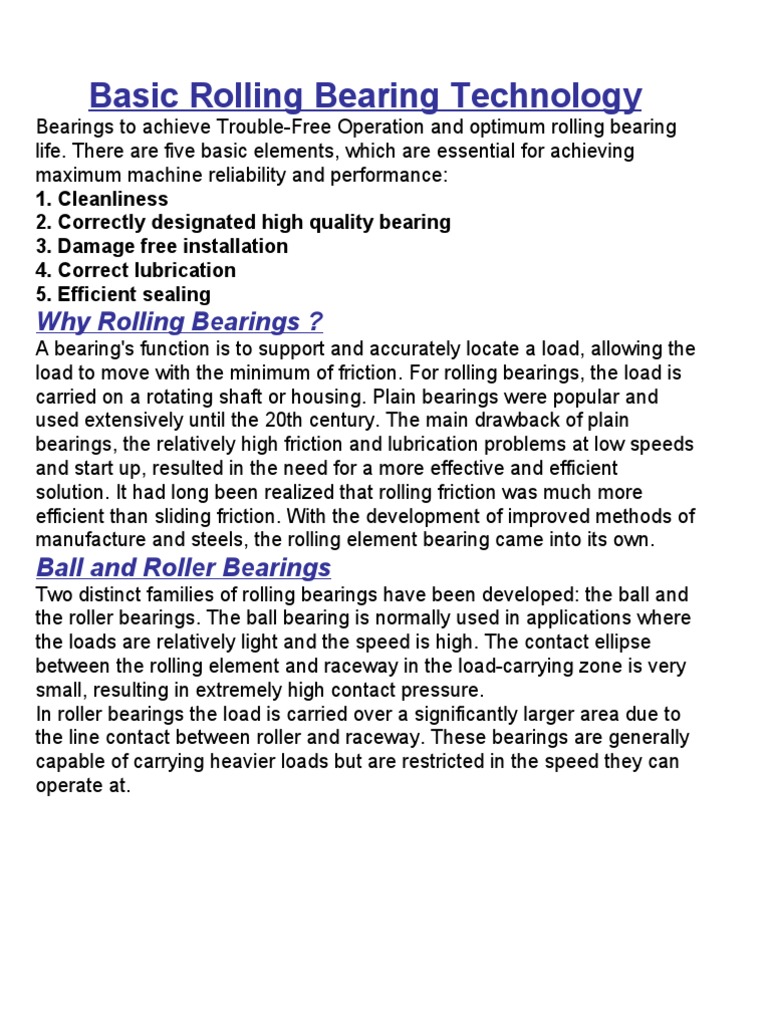 Basic Rolling Bearing Technology | PDF | Bearing (Mechanical) | Transformer