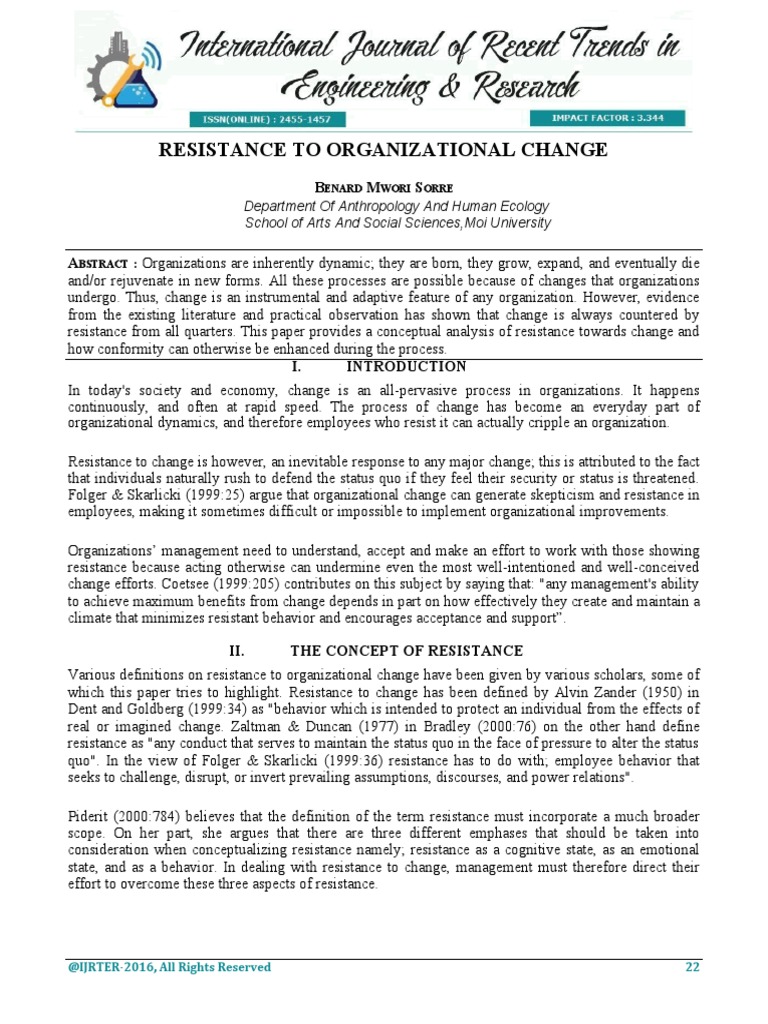 Resistance To Organizational Change | Download Free PDF ...
