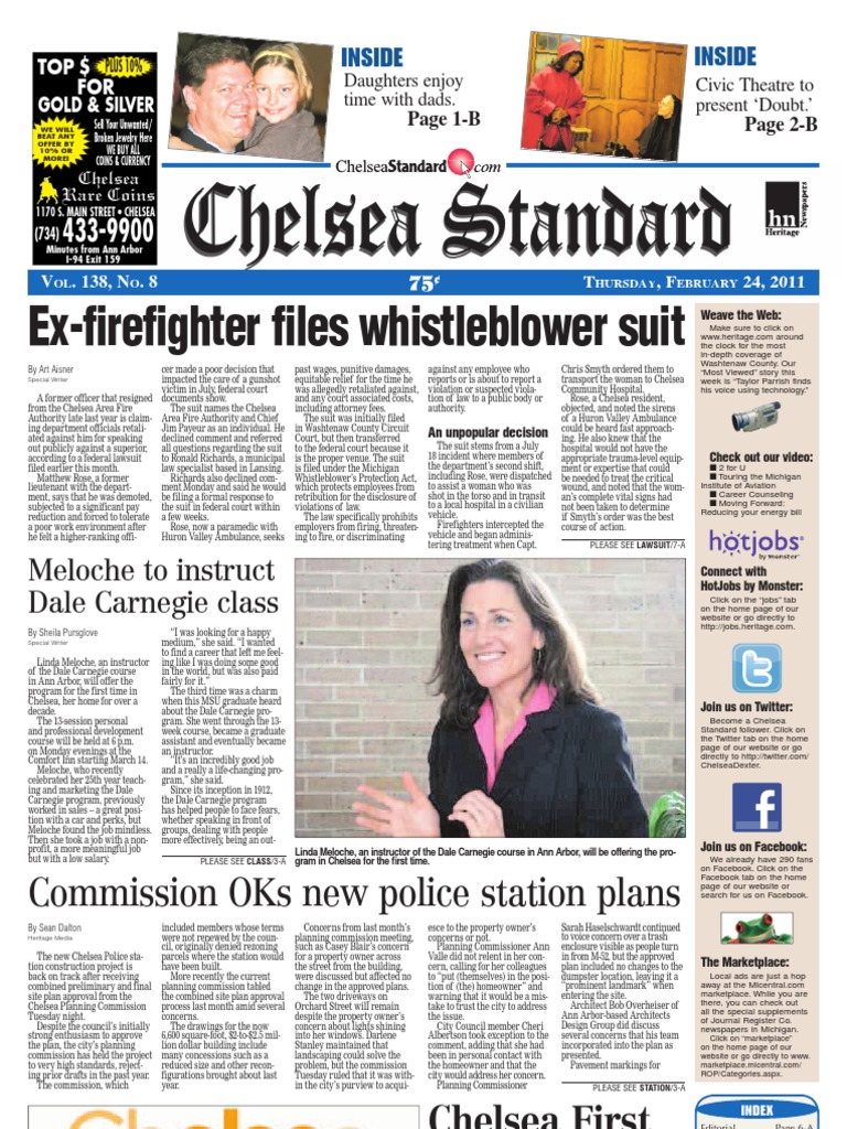 The Chelsea Standard Front Page For Feb. 24 | PDF | Whistleblower | Lawsuit
