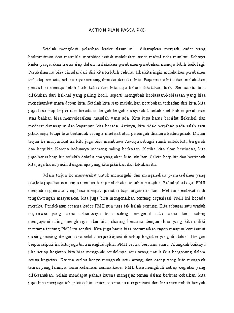 Action Plan Pasca PKD | PDF