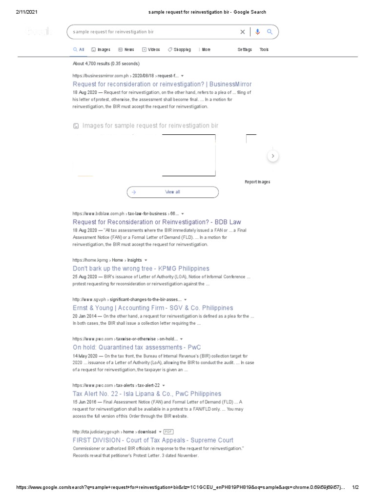 Sample Request For Reinvestigation Bir - Google Search | PDF ...