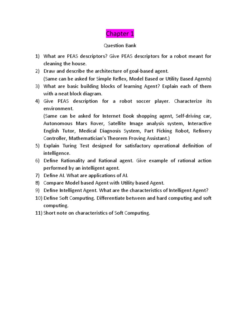Chapter 1 Question Bank | PDF