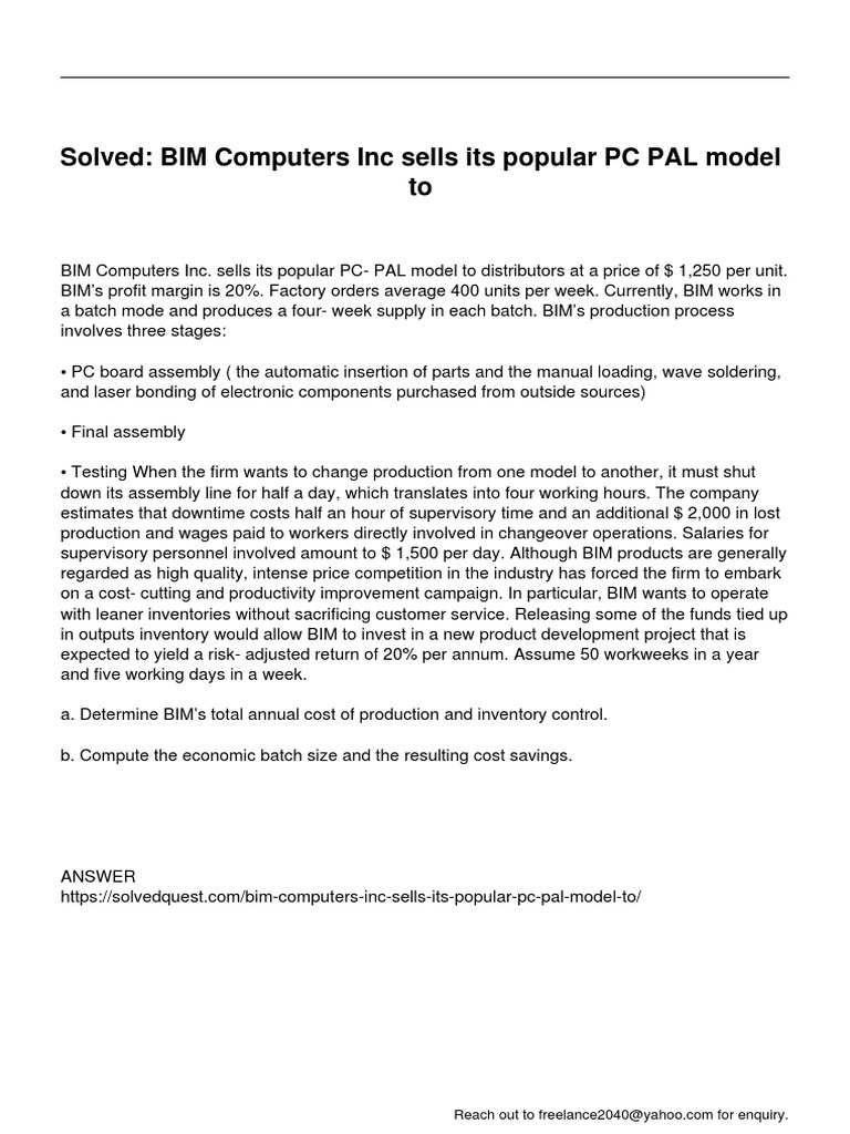 Bim Computers Inc Sells Its Popular PC Pal Model To | PDF | Building ...