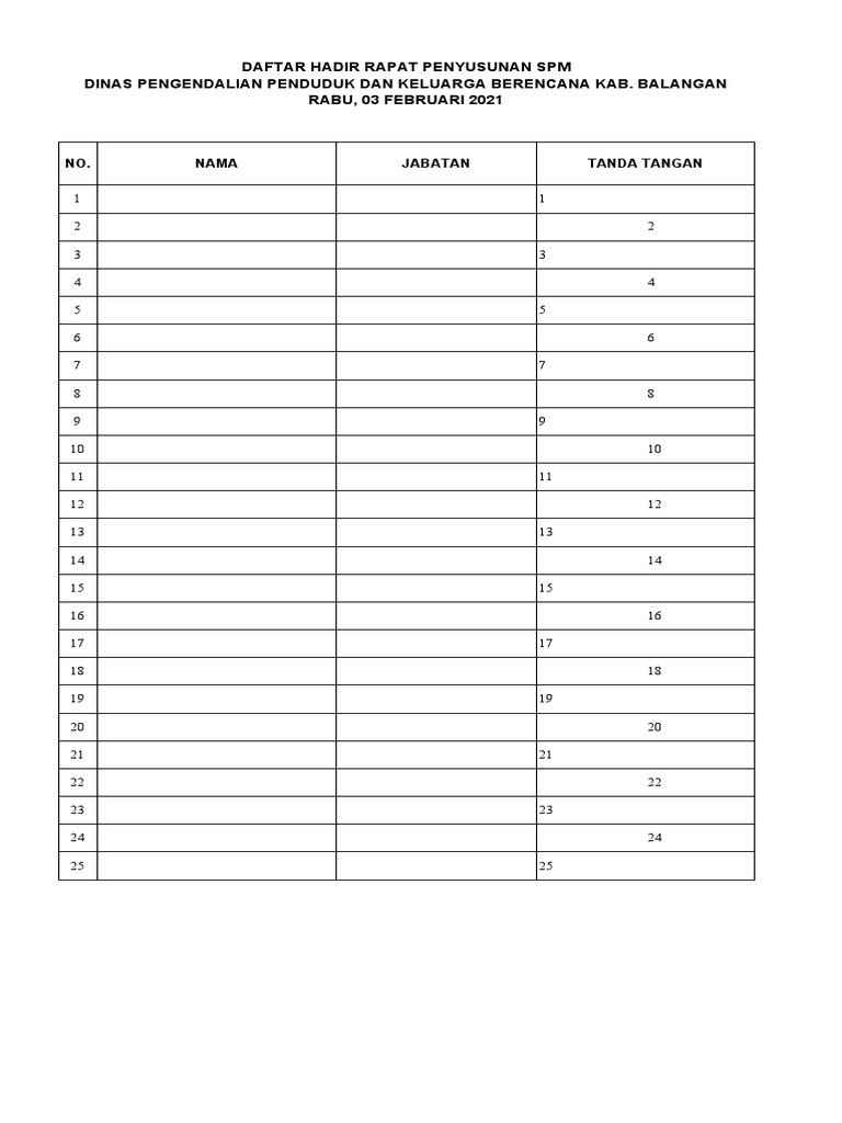 Contoh Daftar Hadir | PDF