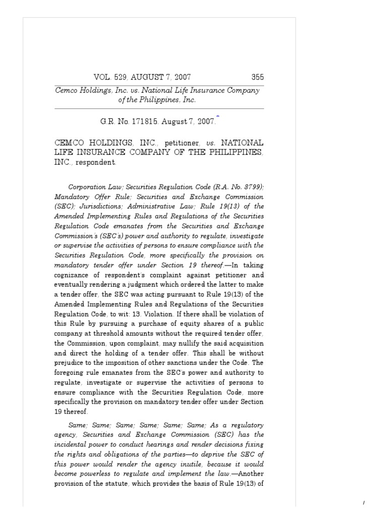 ESCRA - 5. Cemco - Holdings - Inc. - v. - National - Life ESCRA | PDF ...