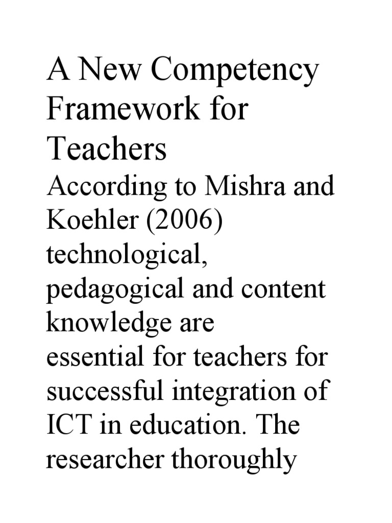 A New Competency Framework For Teachers | Download Free PDF | Critical ...