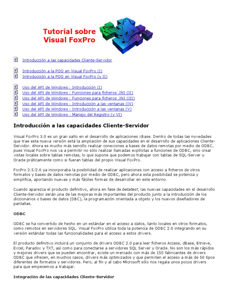 Tutorial Sobre Foxpro | PDF | Objeto (informática) | Programación de computadoras