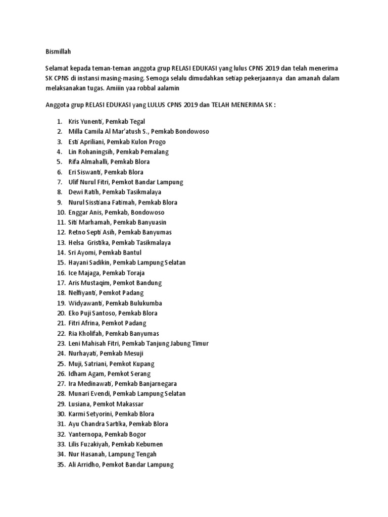 Peserta Bimbel Yang Lulus | PDF