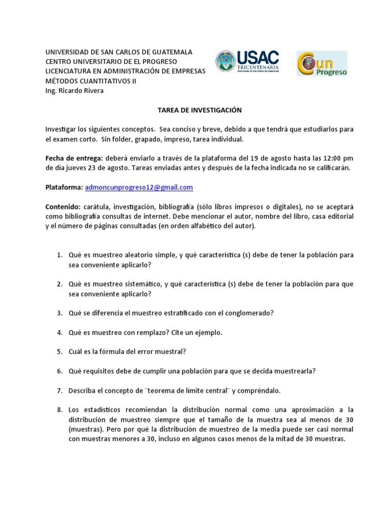 1 Tarea Métodos C II, PFS CUNPROGRESO USAC | PDF