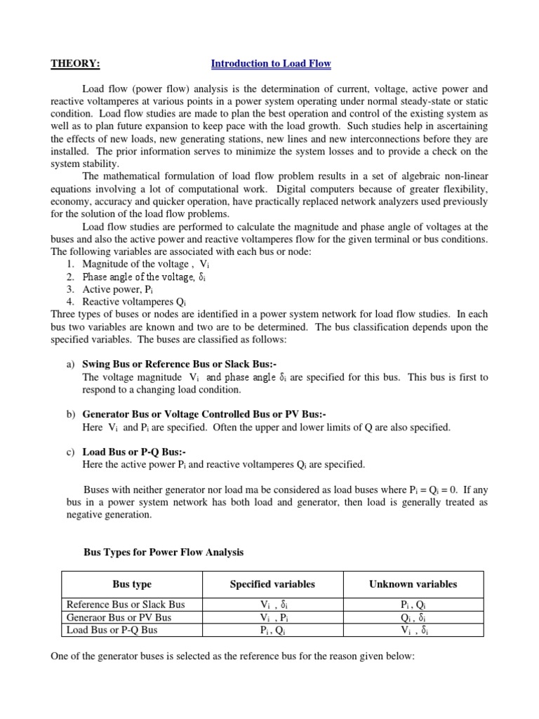 Introduction To Load Flow | PDF | Electromagnetism | Electricity