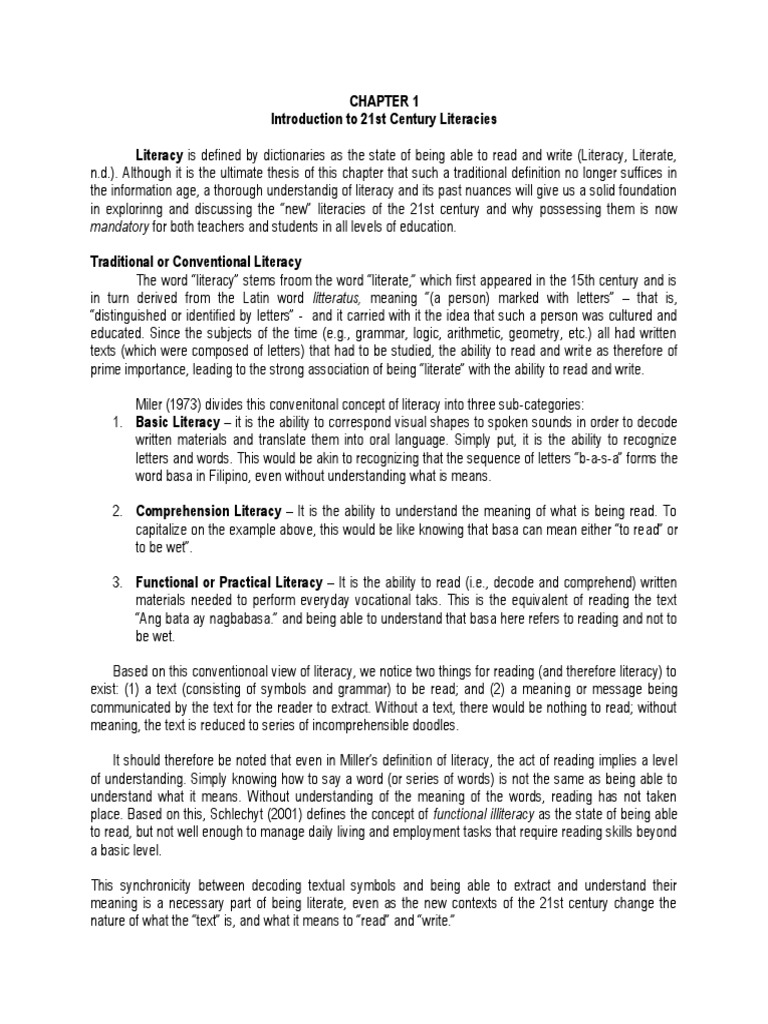 CHAPTER 1 Introduction To 21st Century Literacies | PDF | Literacy ...