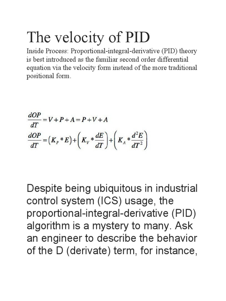 Pid Velocity For M | PDF | Mechanics | Applied Mathematics