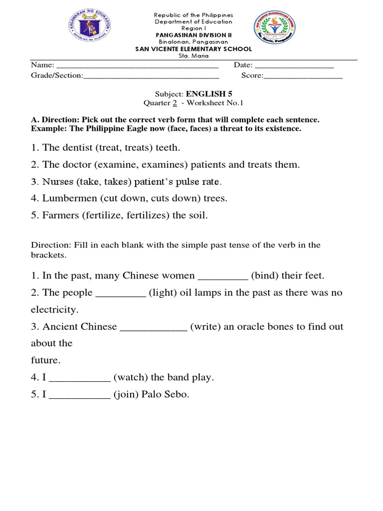 Name: - Date: - Grade/Section: - Score: - Subject: ENGLISH 5 Quarter 2 ...