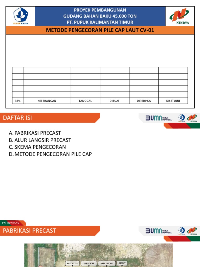 Metode Pengecoran Pile Cap Laut Cv-01 | PDF