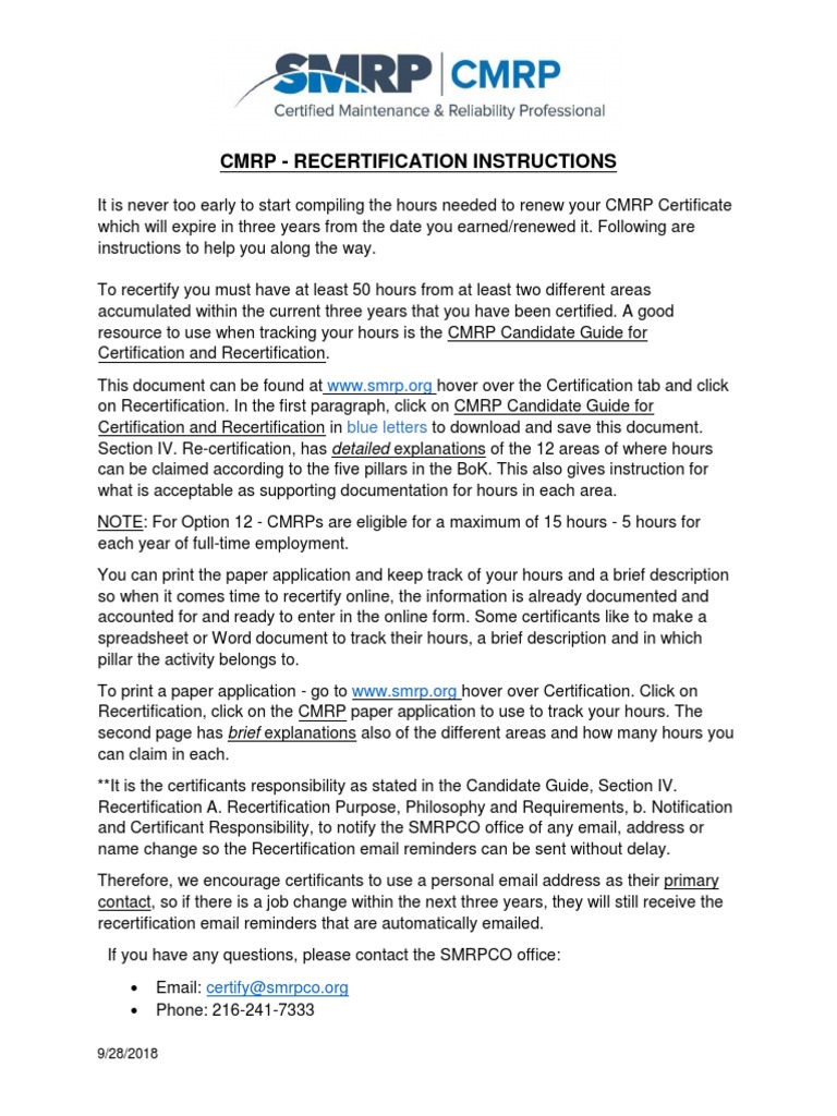 CMRP Recert Instructions | PDF | Business