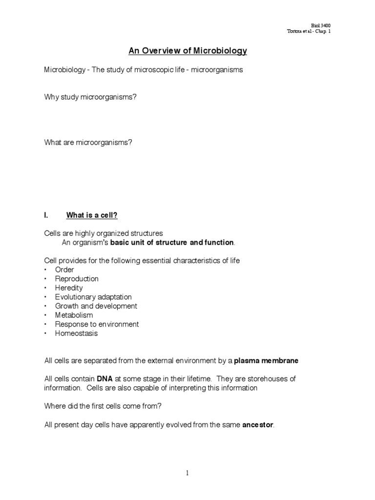 Intro Micro CH 1 | PDF | Cell (Biology) | Microorganism