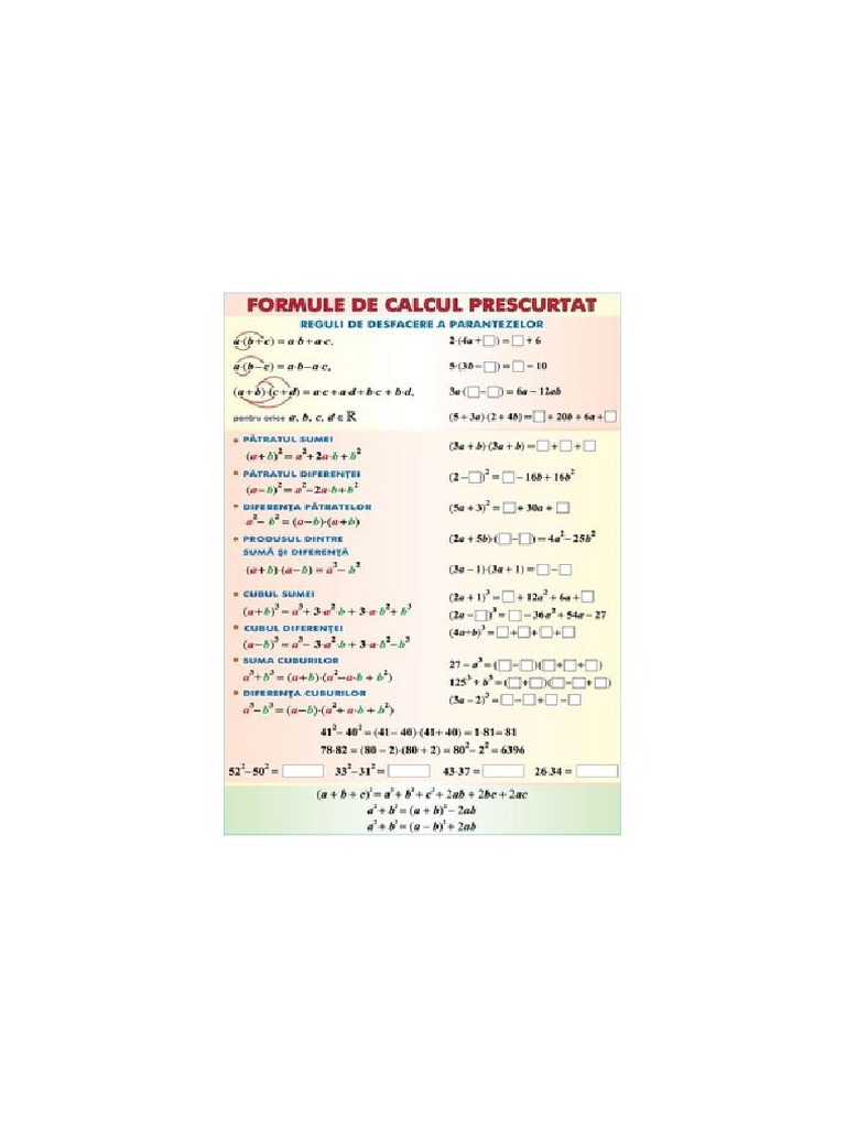 Formule de Calcul Prescurtat Arii | PDF