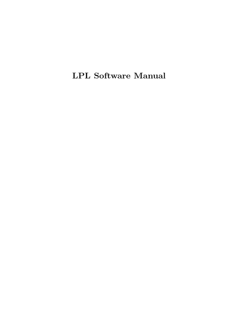 LPL Software Manual | PDF | Installation (Computer Programs) | World ...