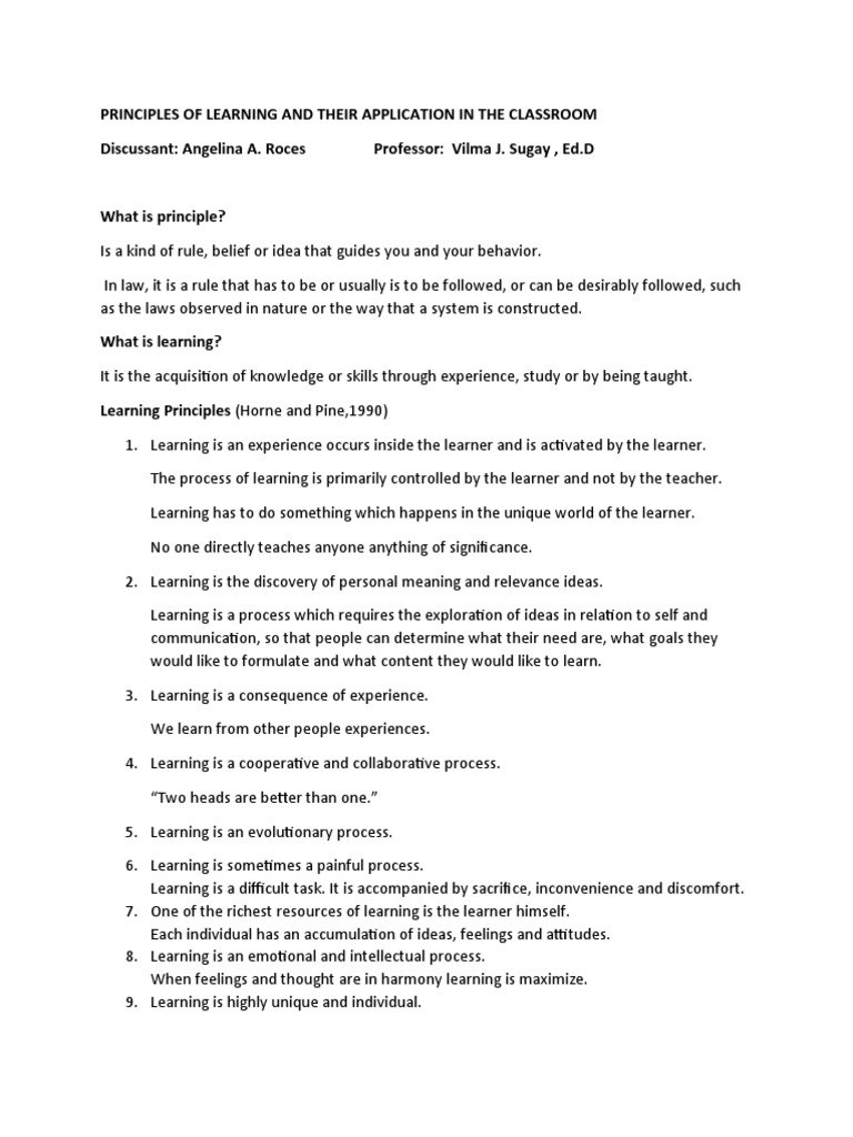 Principles of Learning in Education | PDF | Education Theory | Learning
