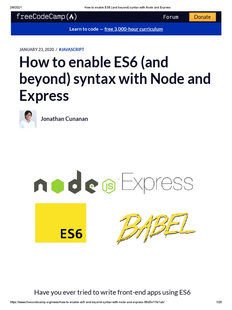 How To Enable ES6 (And Beyond) Syntax With Node and Express | PDF ...