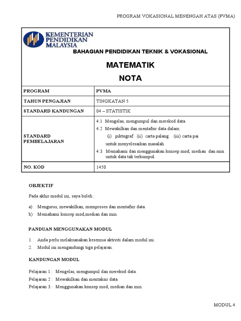 Statistik dalam Program PVMA | PDF