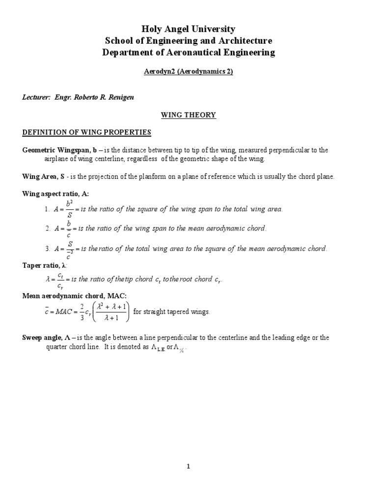 Updated Wing Theory | PDF | Lift (Force) | Drag (Physics)
