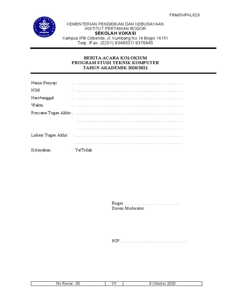 Form BAP Kelayakan Judul PKL Dan TA | PDF