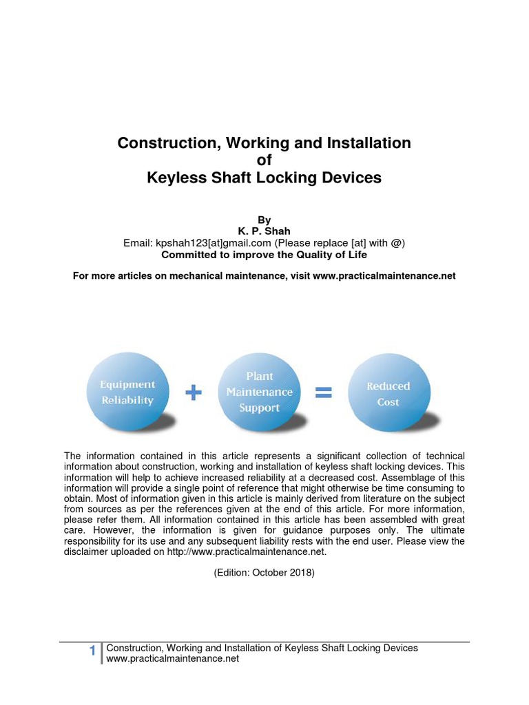 Construction, Working and Installation of Keyless Shaft Locking Devices ...