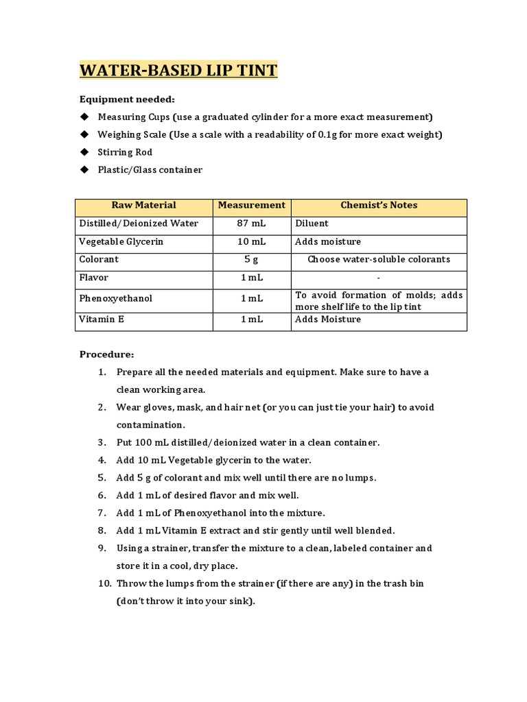 Formulations | PDF | Purified Water | Oil