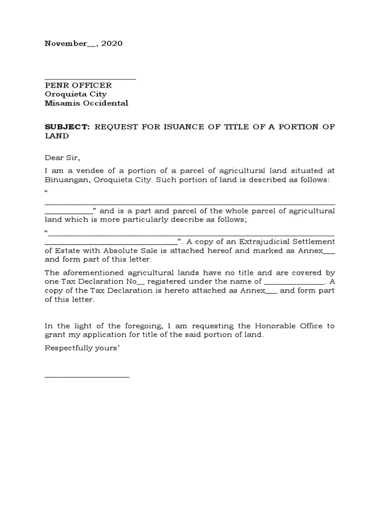 Letter Request (PENRO) | PDF