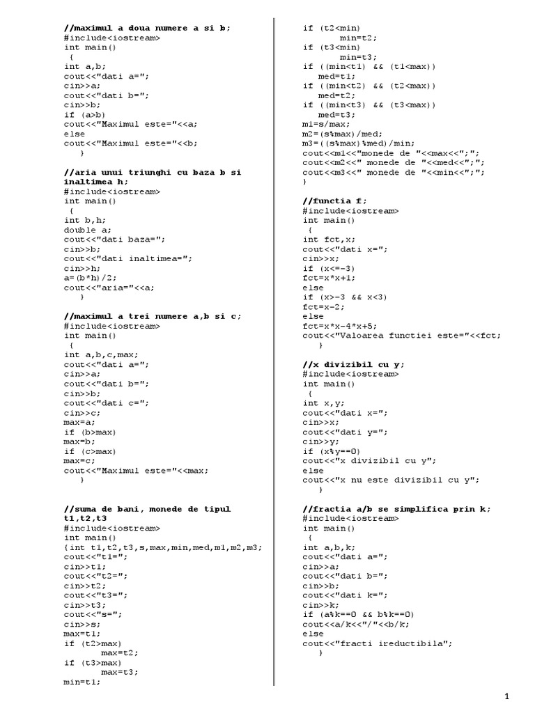 Probleme Rezolvate CPP Cls IX A | PDF | C++ | Object Oriented Programming