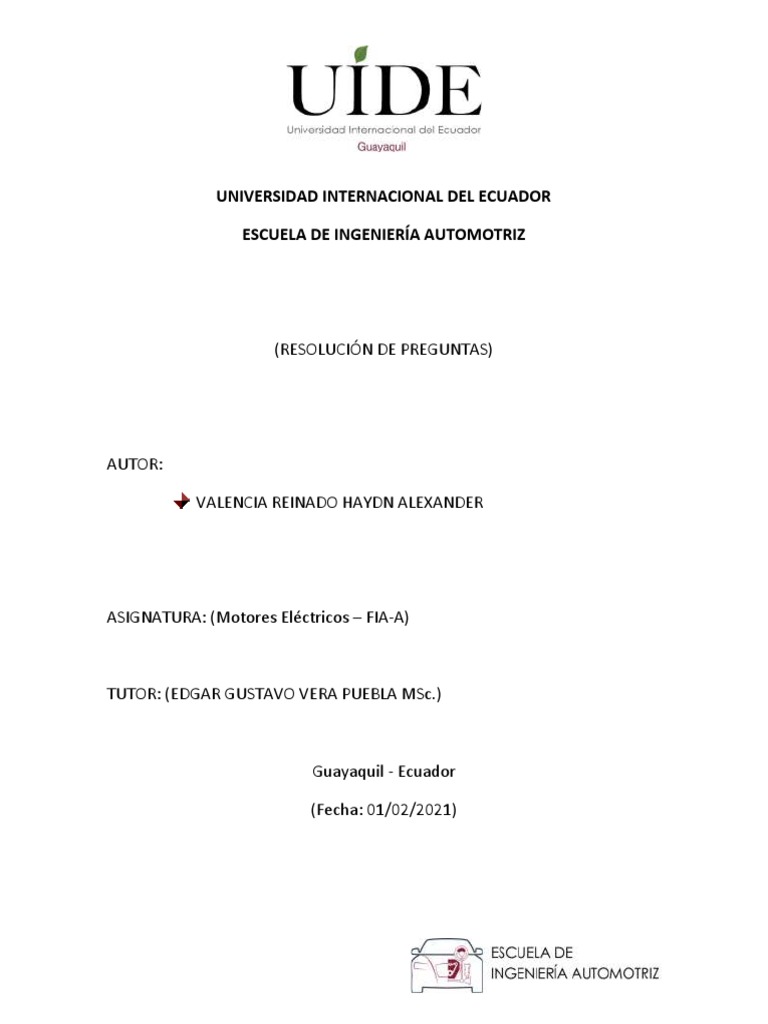 Motores Eléctricos Resolución de Preguntas | PDF | Generador eléctrico | Corriente eléctrica