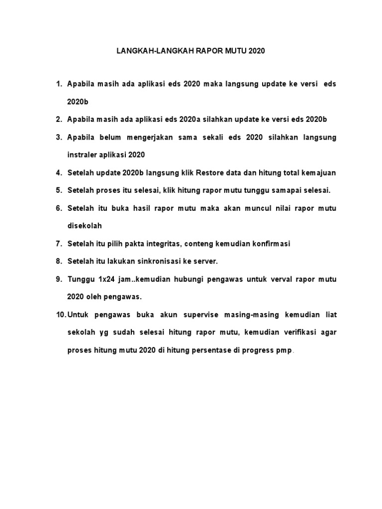 Rapor Mutu 2020 | PDF