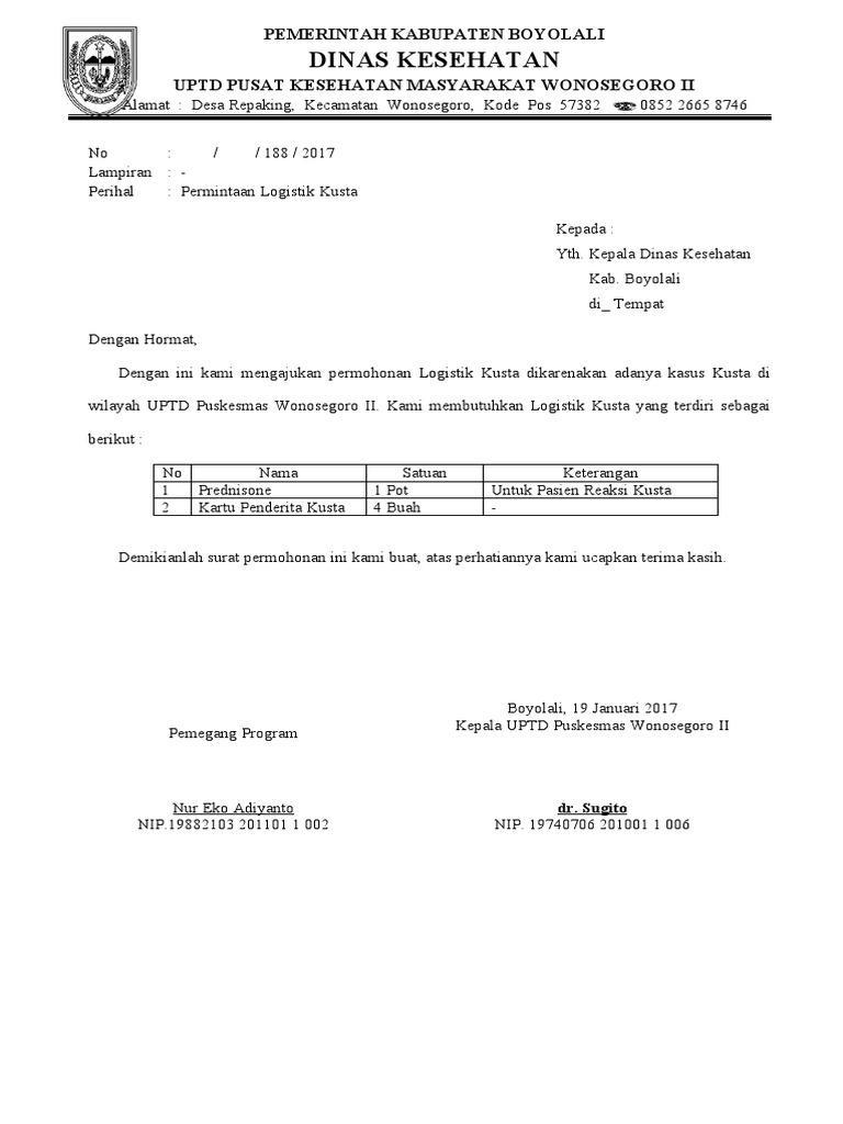 Surat Permintaan Obat | PDF