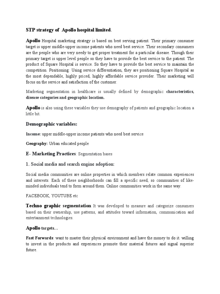 Apollo Hospital's STP Marketing Strategy Focusing on Service ...