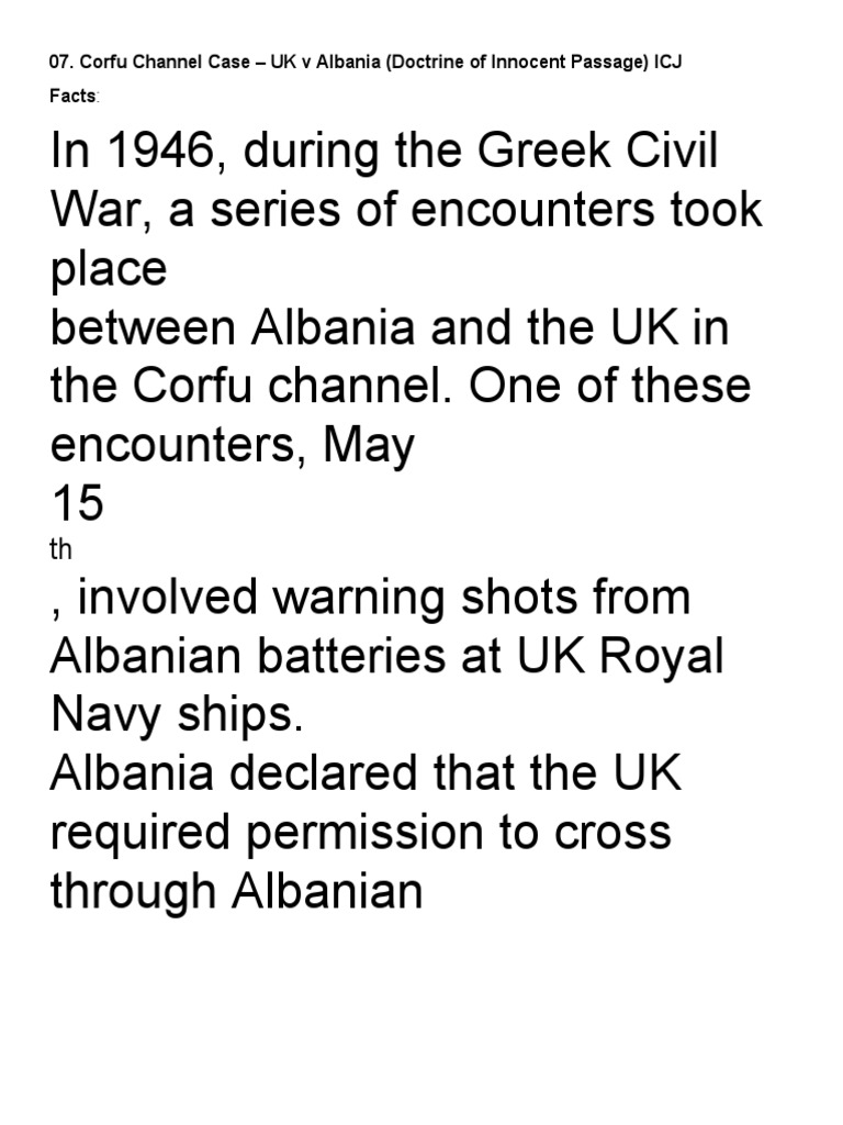 Corfu Channel Case UK V Albania | PDF | Global Politics | International Law