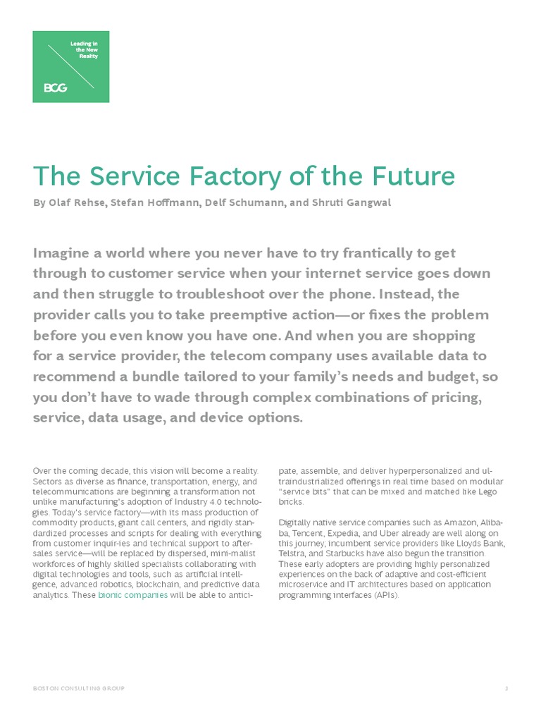 BCG Service Factory of The Future Aug 2020 | PDF | Automation | Outsourcing