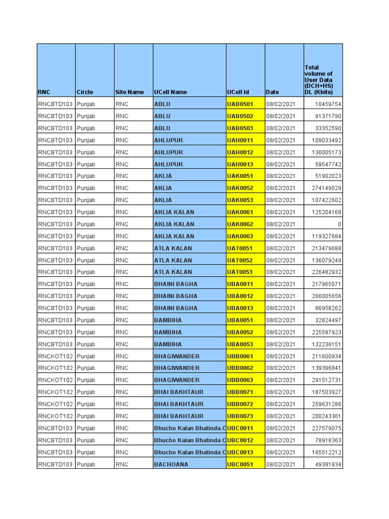 Total Volume of User Data (DCH+HS) DL (Kbits) | PDF